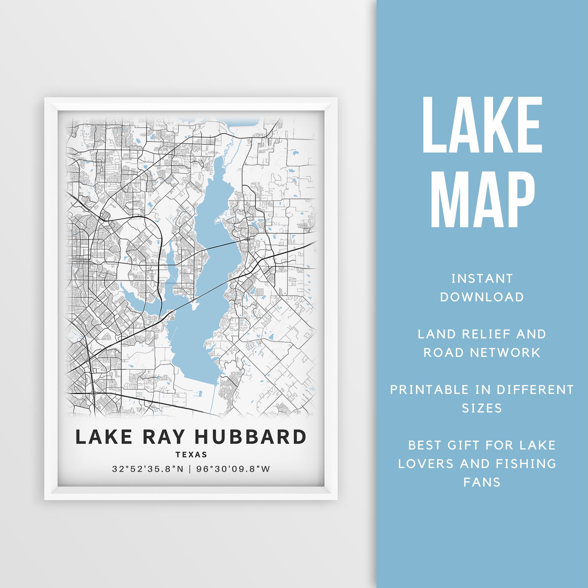 Lake Ray Hubbard Fishing Map Lake Ray Hubbard, TX. | Standard Mapping