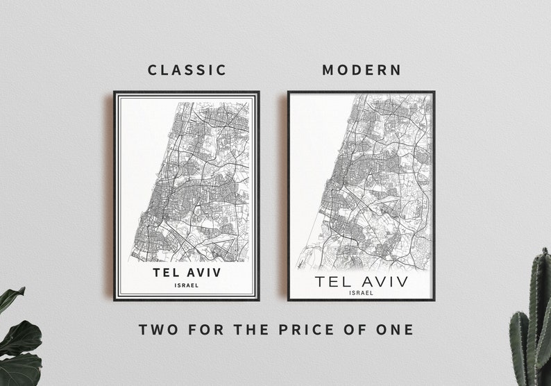 Printable Map of Tel Aviv Israel Instant Download City | Etsy