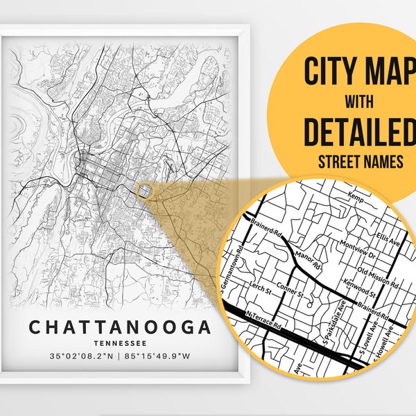 Chattanooga Map Svg - Etsy