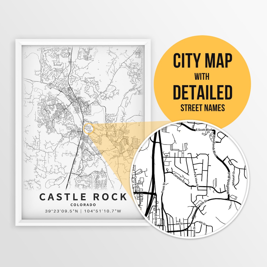 Printable Map of Castle Rock, Colorado, USA With Street Names - Instant ...