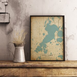 Printable Vintage Style Map of Gull Lake, Minnesota, USA With City ...
