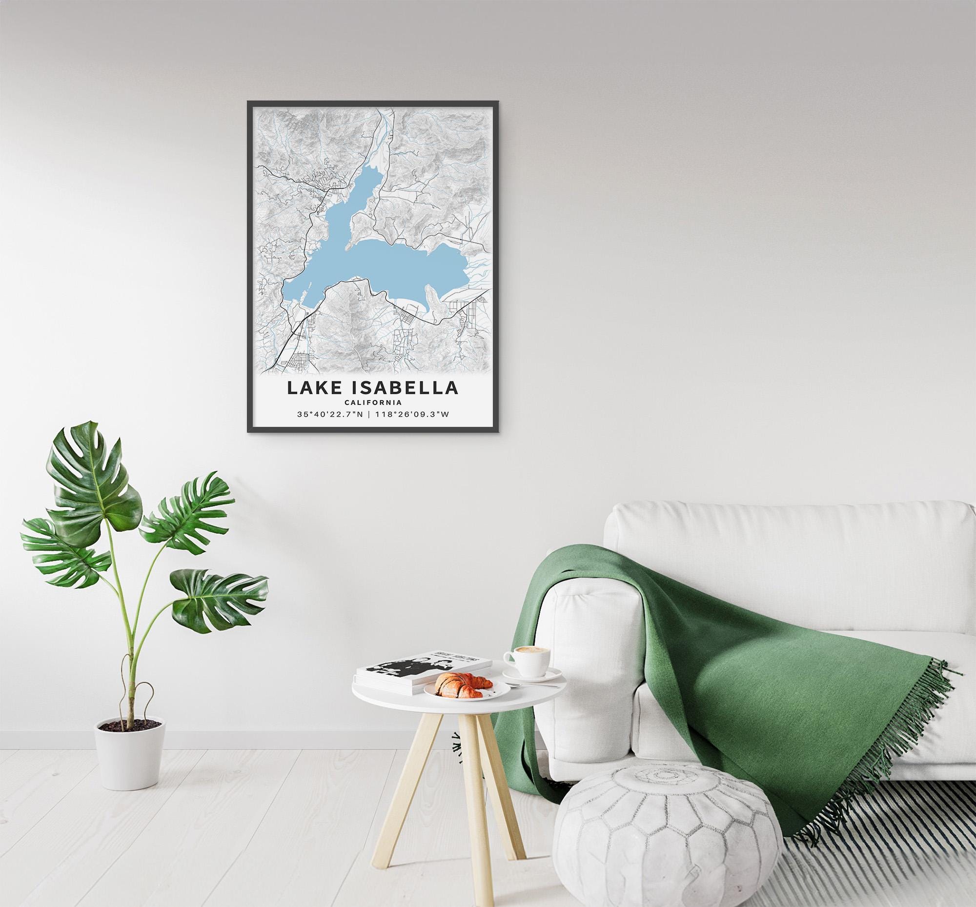 Lake Isabella Map Poster, California Printable Lake House Decor ...