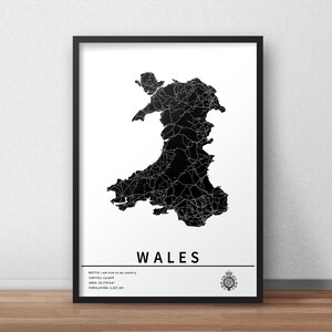 Printable Poster Map of Wales United Kingdom Instant - Etsy