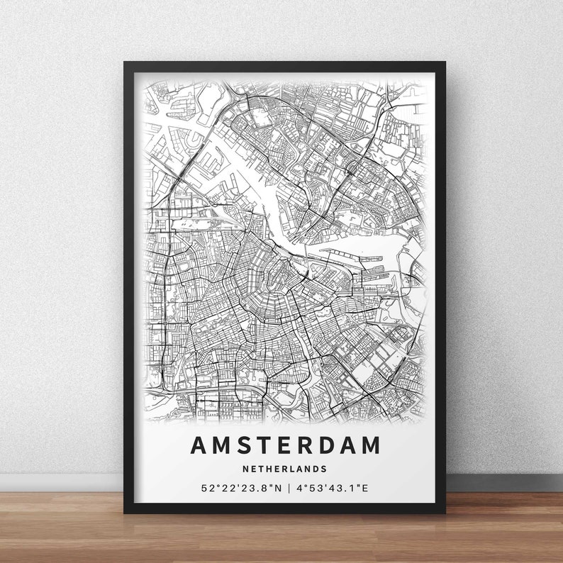 Printable Map of Amsterdam Netherlands With Street Names | Etsy
