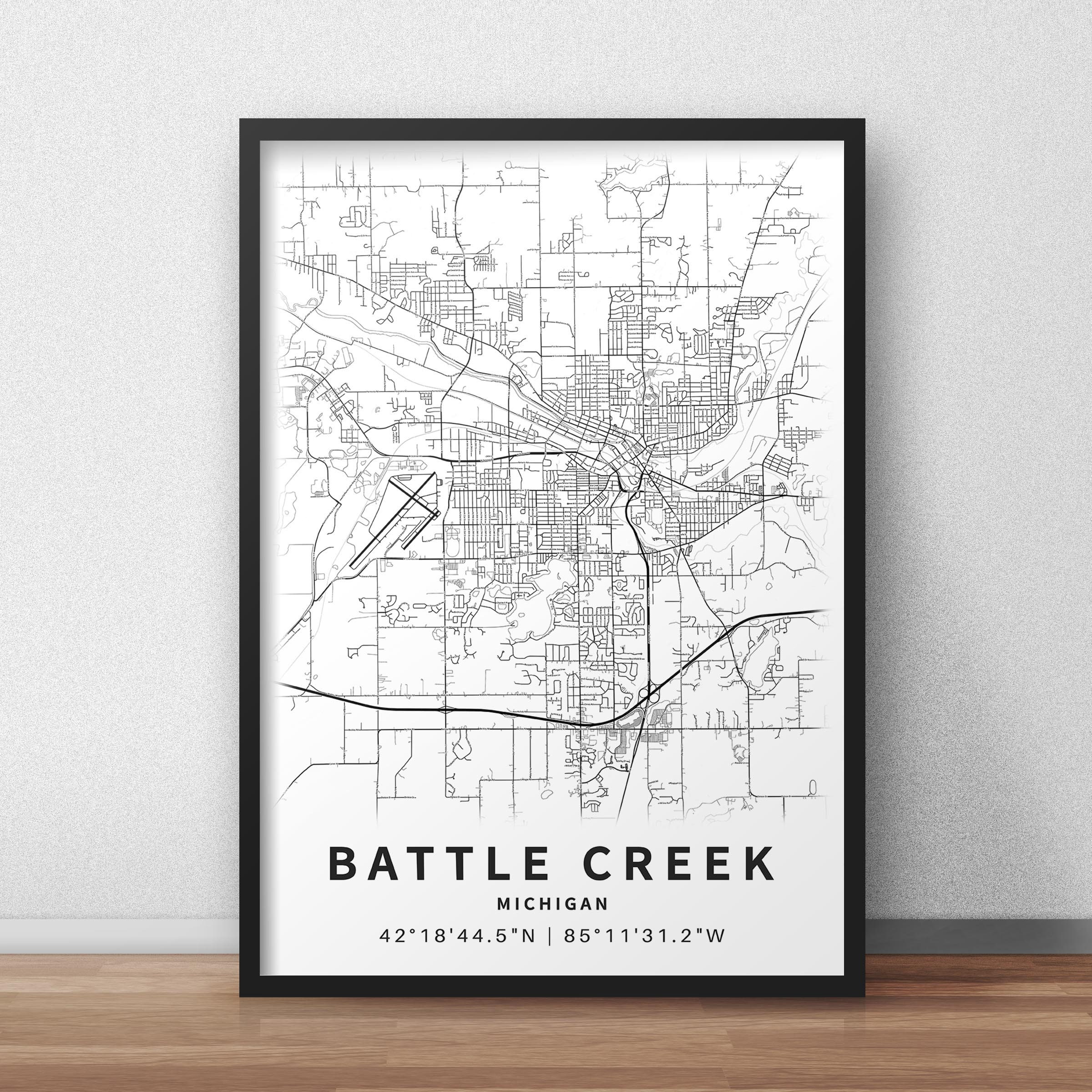 Printable Map of Battle Creek, Michigan, USA With Street Names ...