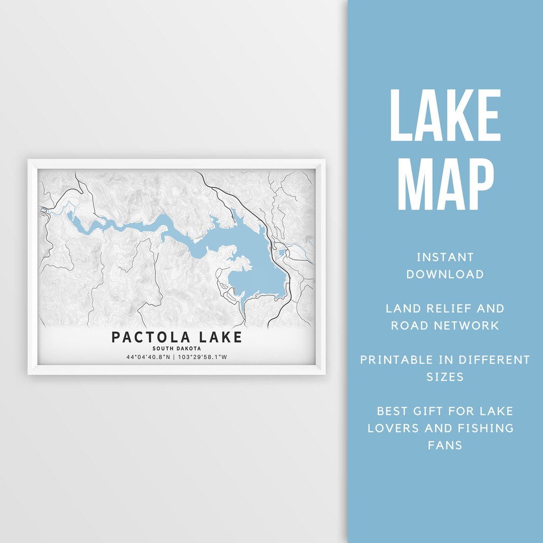 Printable Map of Pactola Lake, South Dakota, US - Instant Download ...