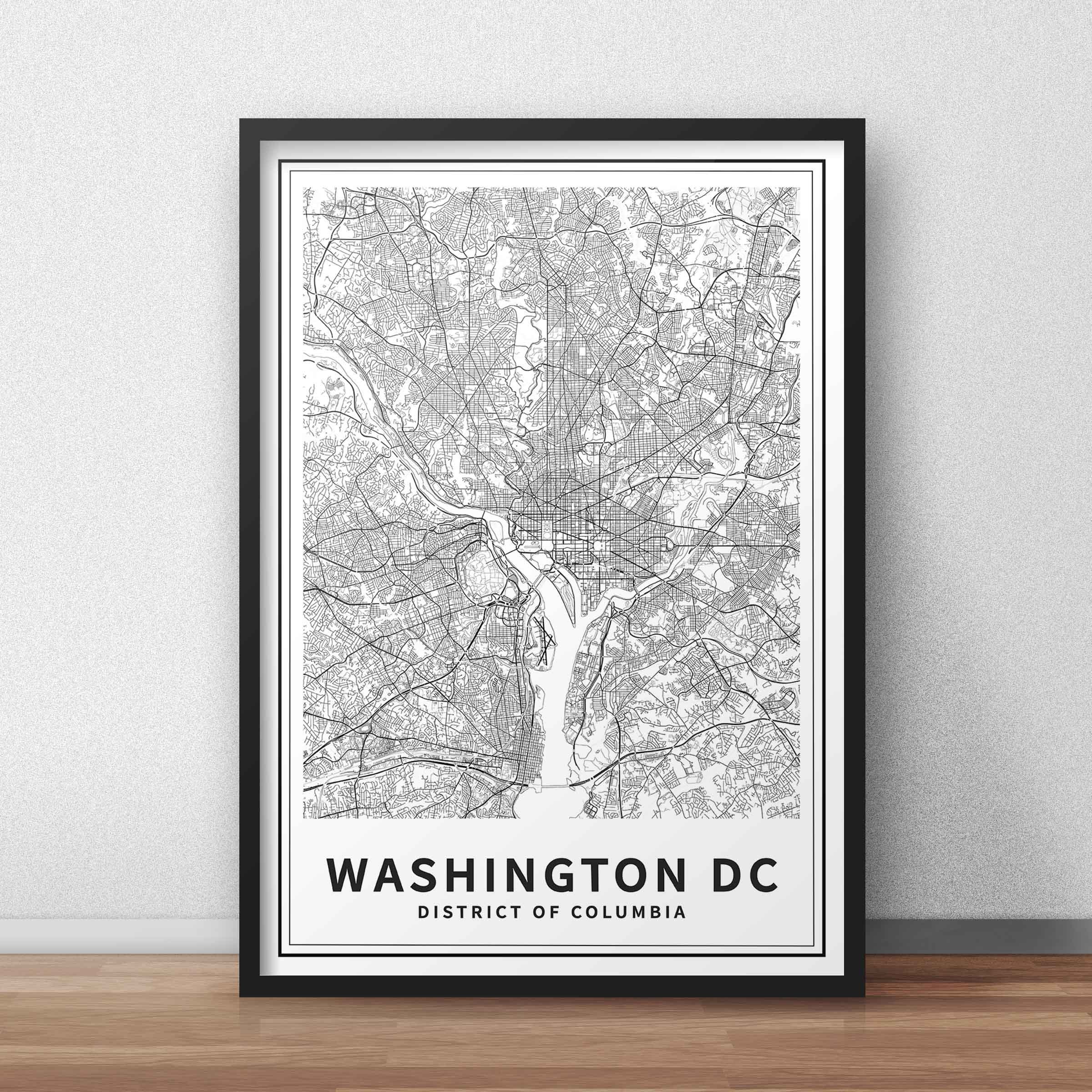Printable Map of Washington DC United States Instant | Etsy