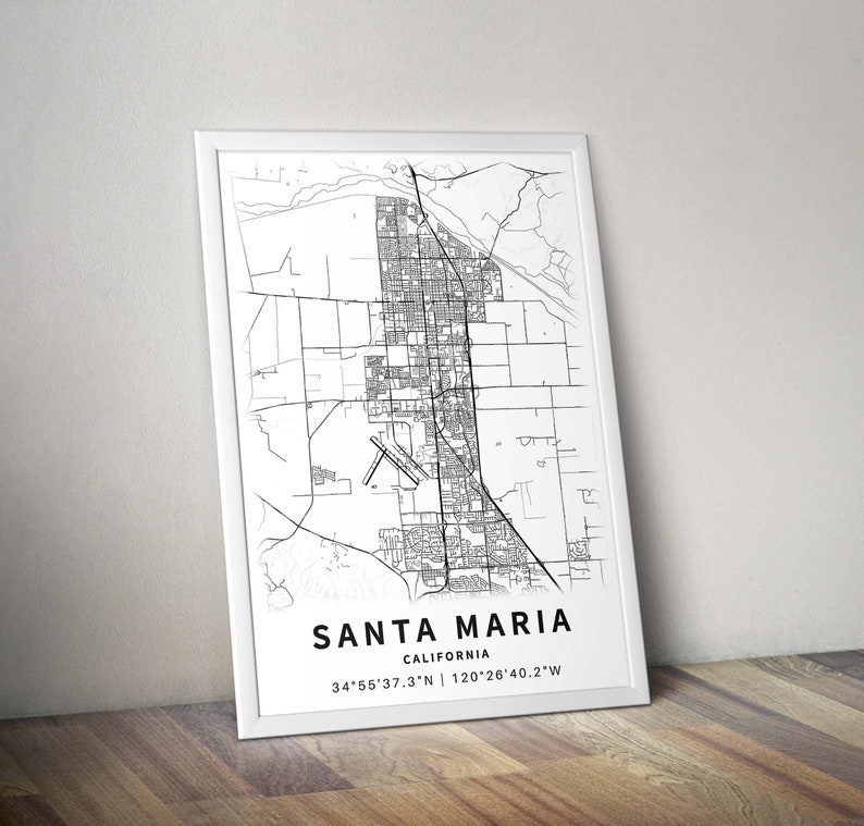 Printable Map of Santa Maria California United States With - Etsy