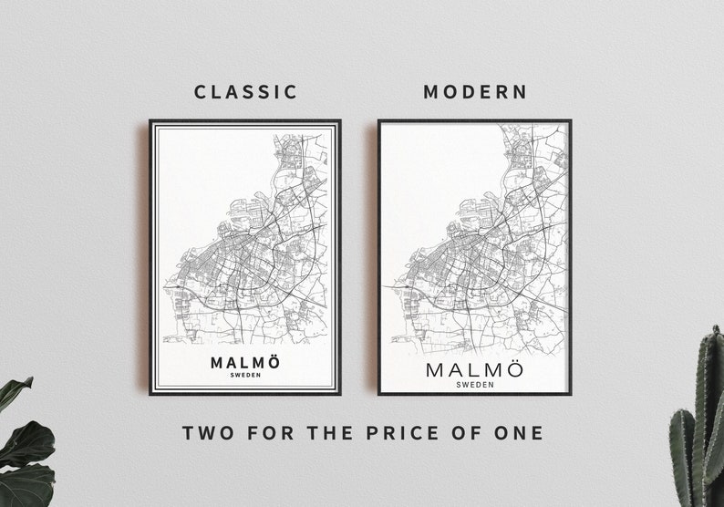 Printable Map of Malmö Sweden Malmo Instant Download City | Etsy