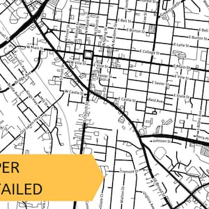 Printable Map of Murfreesboro, Tennessee, USA With Street Names ...