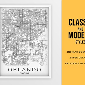 Printable Map of Orlando Florida United States Instant - Etsy