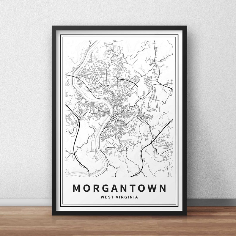 Printable Map of Morgantown West Virginia WV United States - Etsy