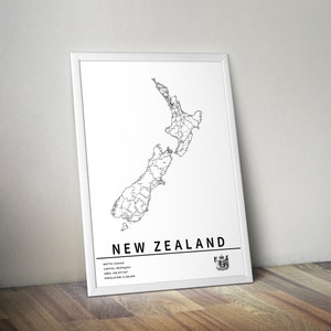 Printable Map of New Zealand With City Names and Roads - Instant ...