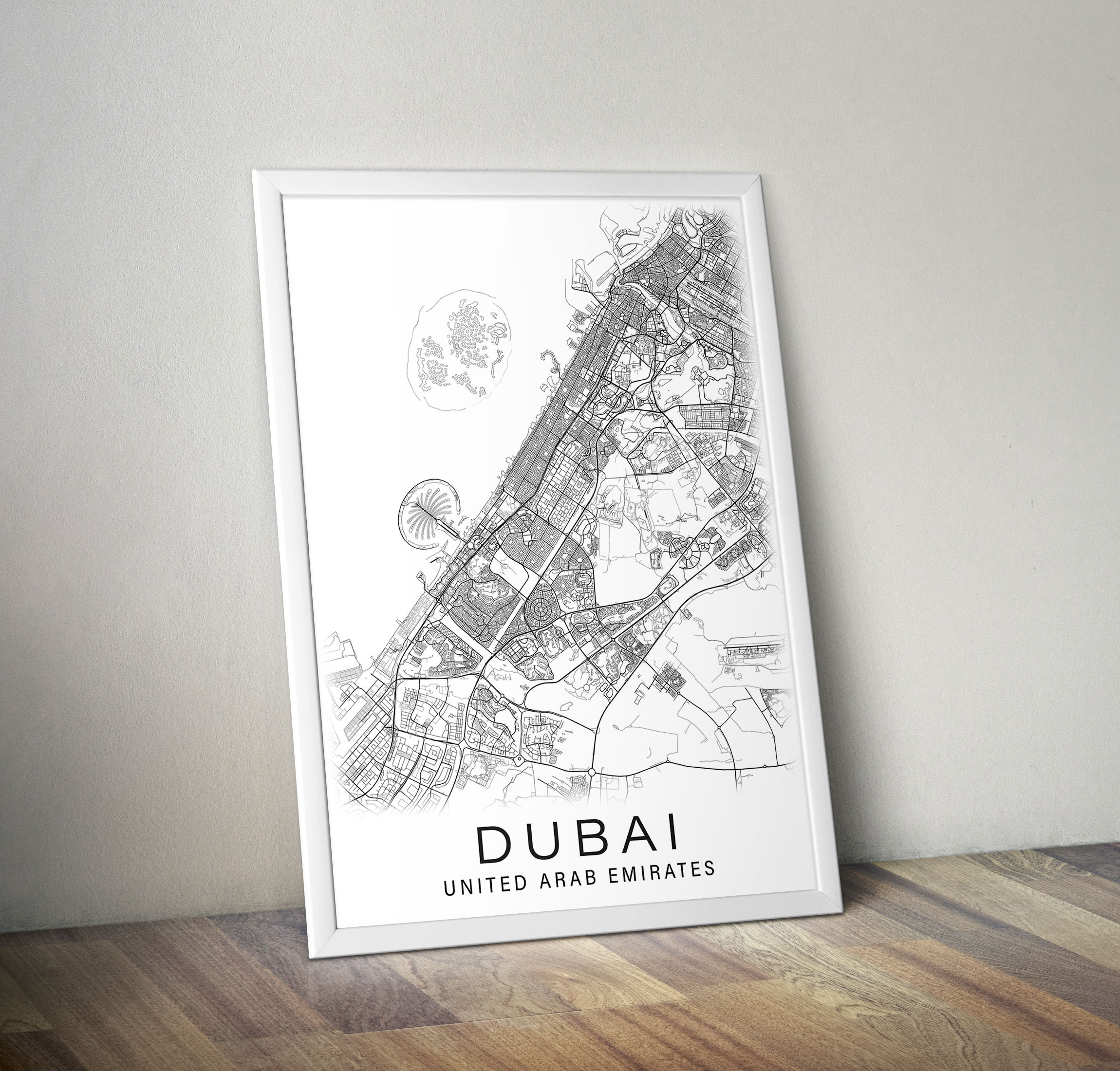 Dubai UAE Map Print United Arab Emirates City Map Instant | Etsy