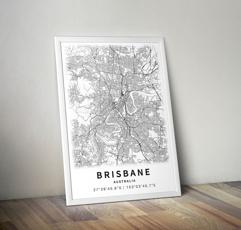 Printable Map of Brisbane Australia With Street Names - Etsy