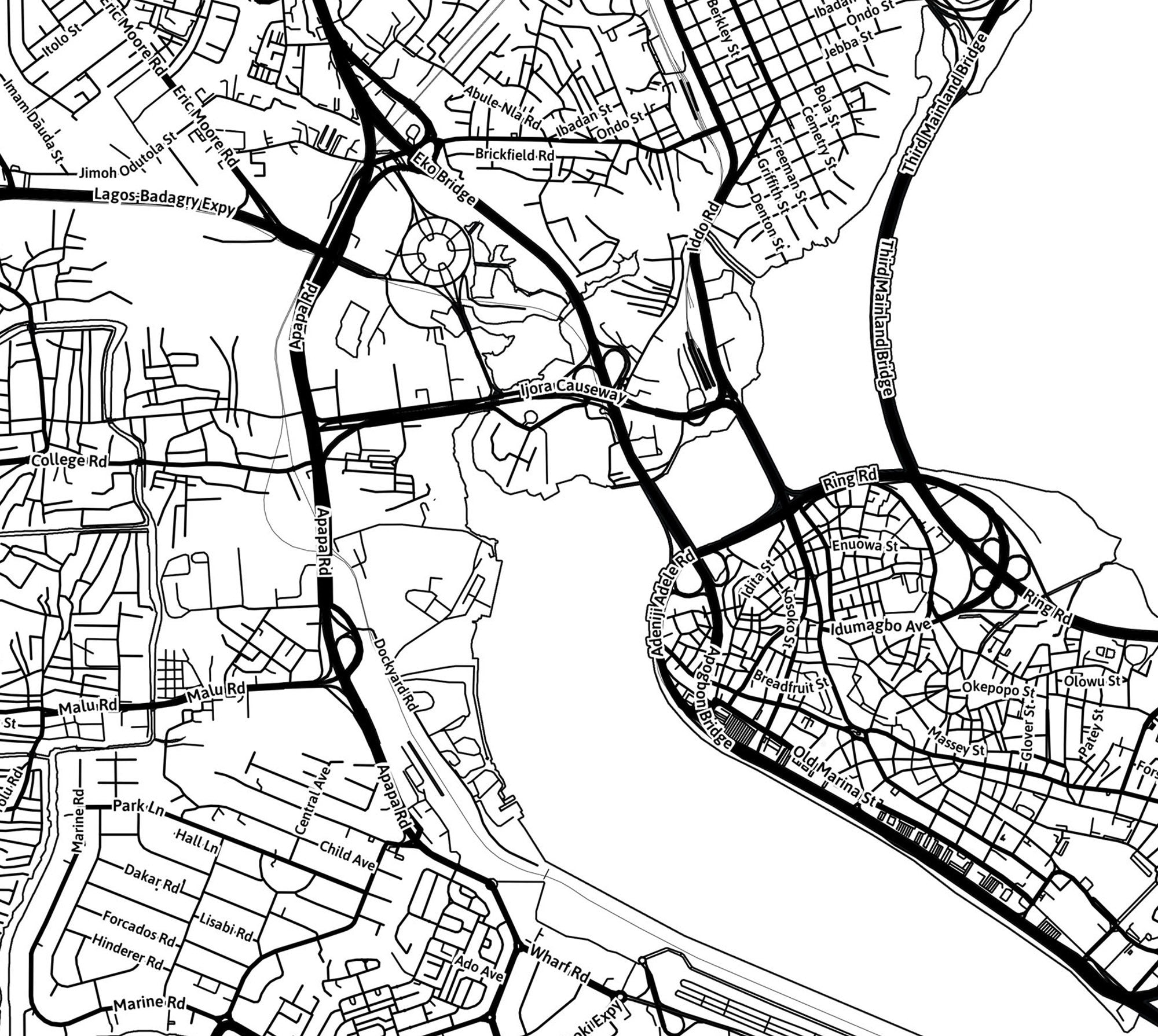 Printable Map of Lagos, Nigeria With Street Names - Instant Download ...