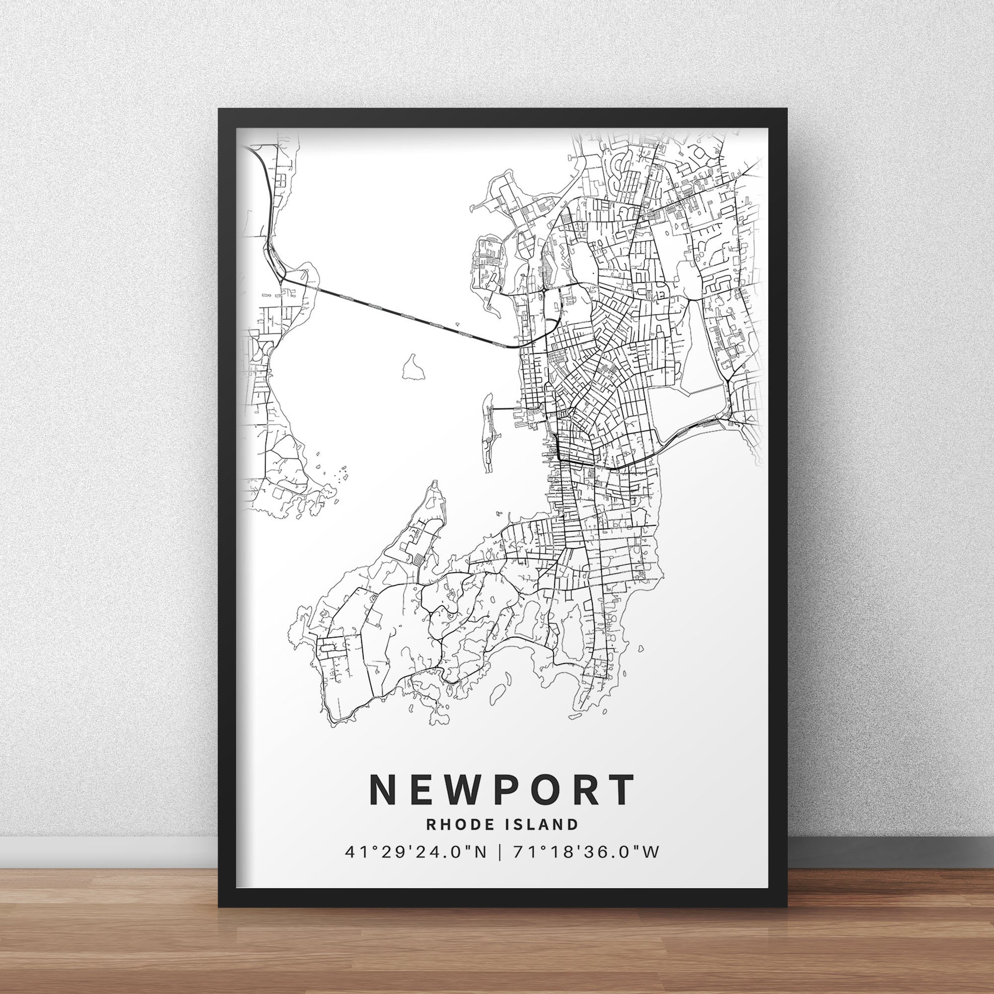 Printable Map of Newport, Rhode Island, USA With Street Names - Instant ...
