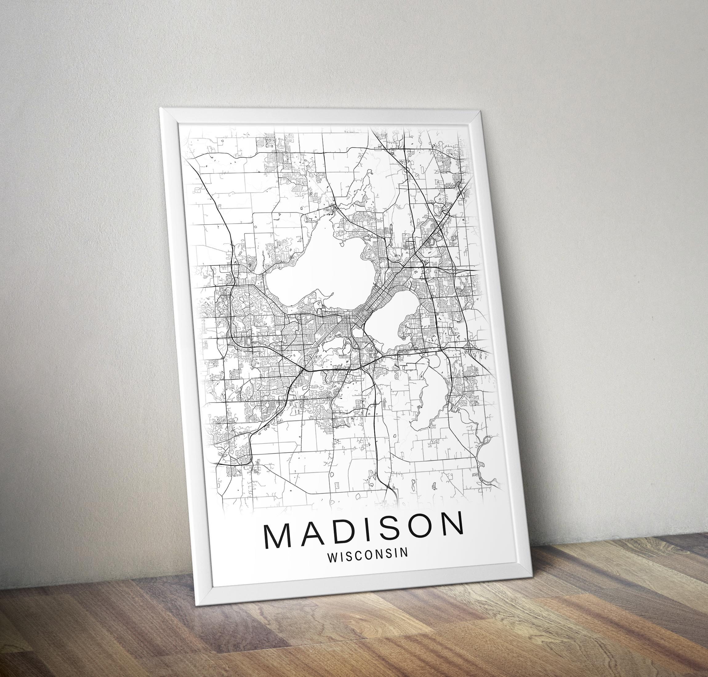 Printable Map of Madison Wisconsin United States Instant | Etsy
