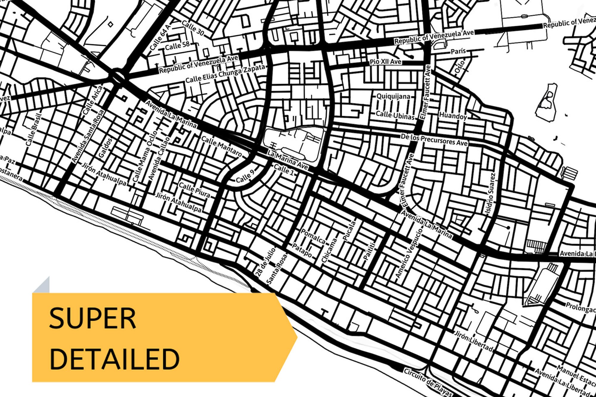 Printable Map of Lima Peru With Street Names Instant - Etsy