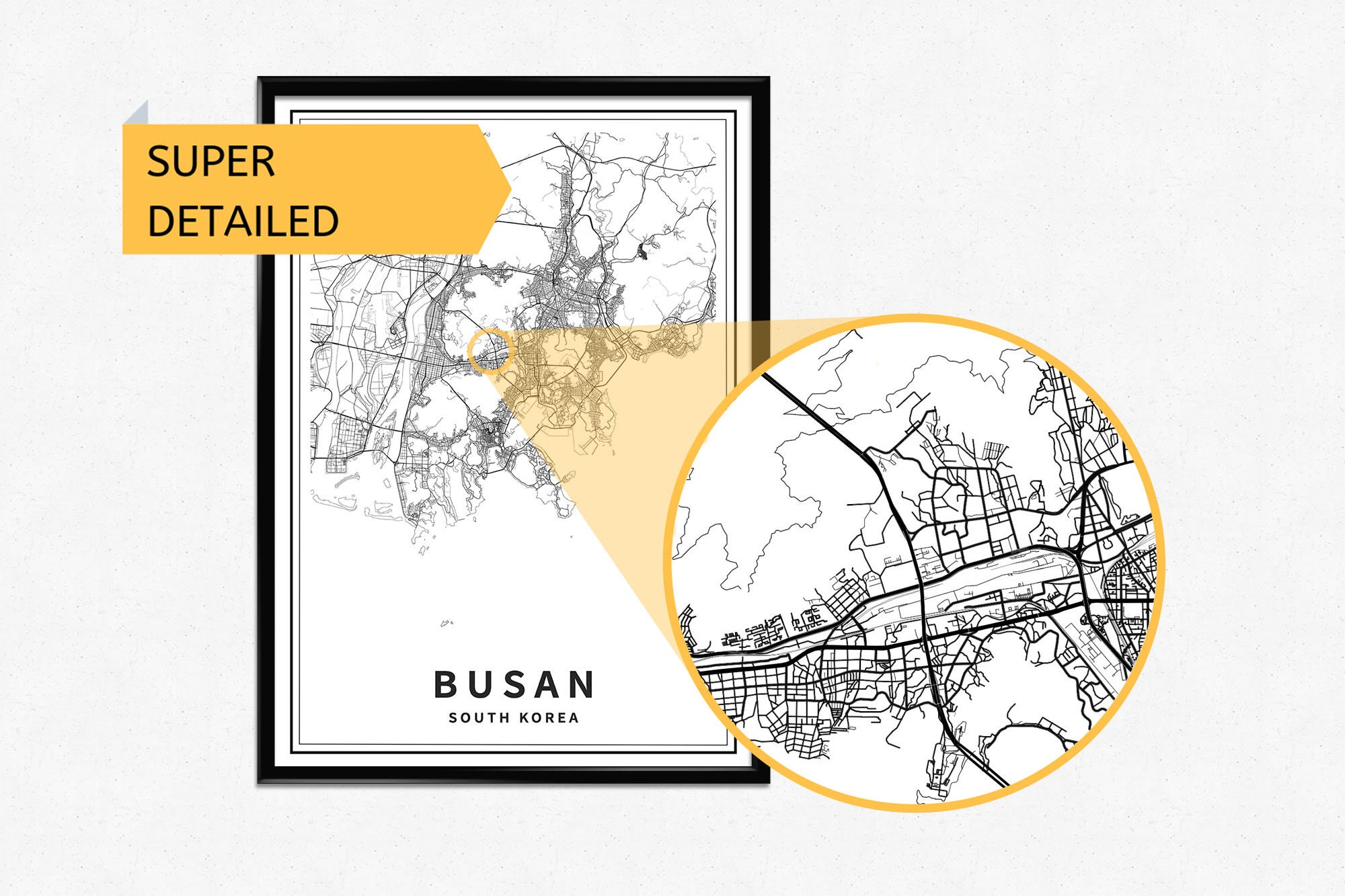 Busan South Korea Map Print 부산시 City Map Instant Download - Etsy