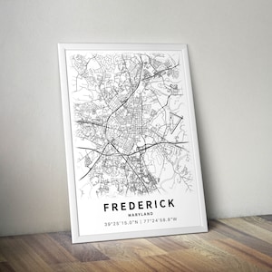 Printable Map of Frederick, Maryland, USA With Street Names - Instant ...
