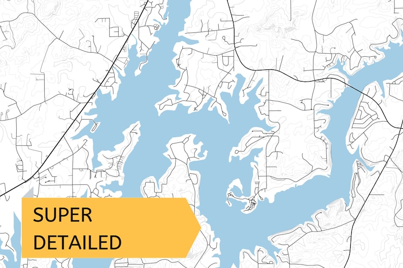 Printable Map of Logan Martin Lake, Alabama, US - Instant Download ...