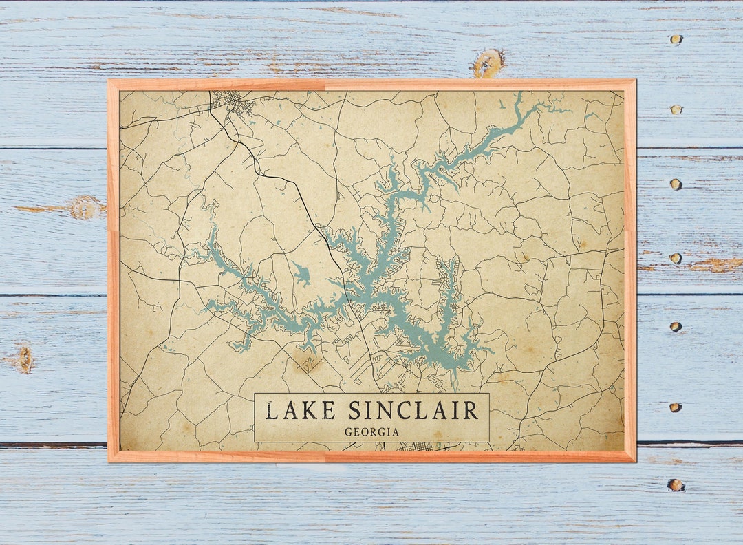 Vintage Style Map of Lake Sinclair Georgia USA Instant - Etsy