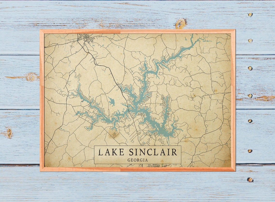 Vintage Style Map of Lake Sinclair Georgia USA Instant - Etsy