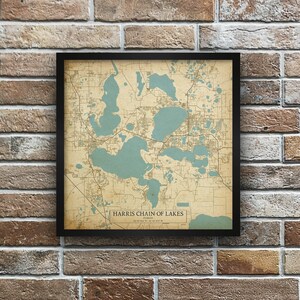 Harris Chain of Lakes Vintage Style Map, Printable Florida Lake House ...