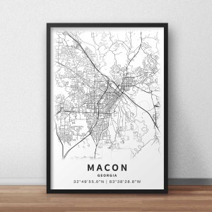 Printable Map of Macon, Georgia, USA With Street Names - Instant ...