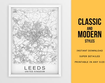 Leeds City Centre Road Map Digital Download - Etsy UK