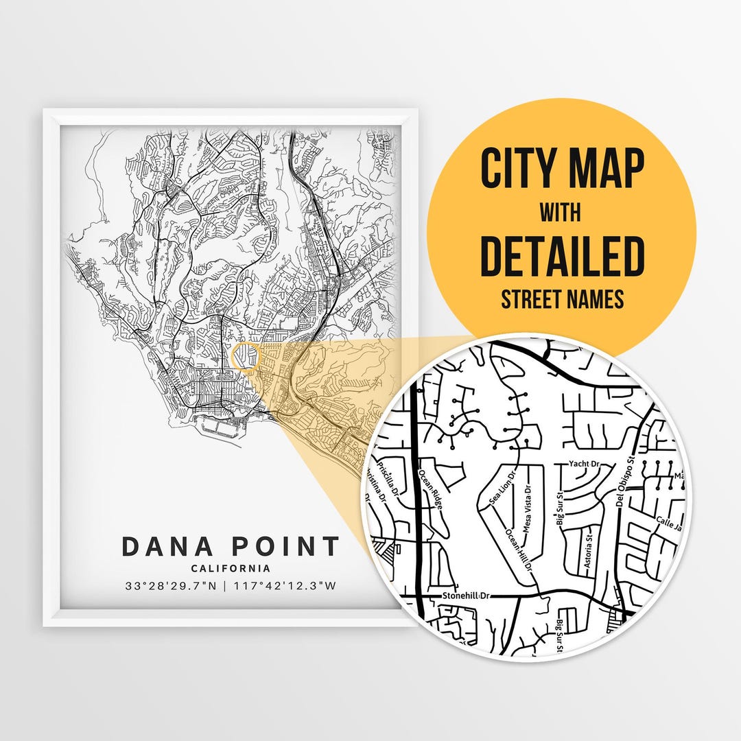 Printable Map of Dana Point, California, USA With Street Names ...