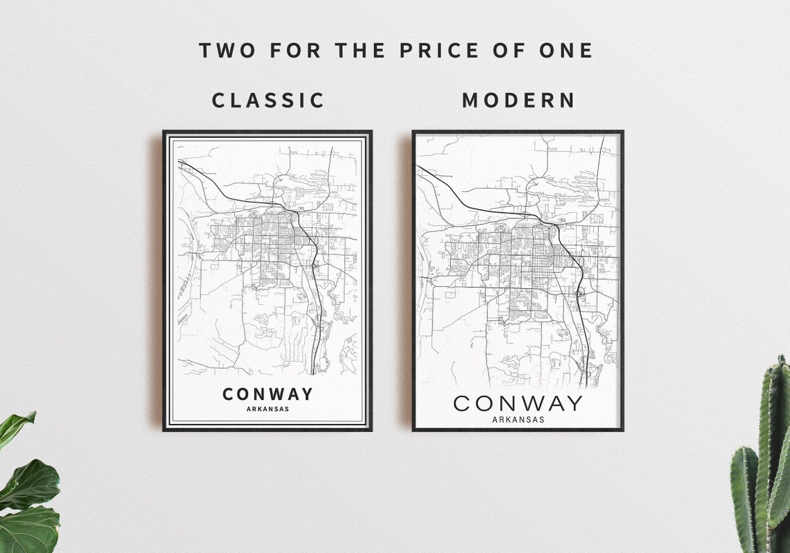 Printable Map of Conway AR Map Print Arkansas USA City Map - Etsy