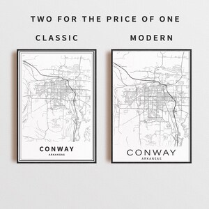 Printable Map of Conway AR Map Print, Arkansas USA City Map Instant ...