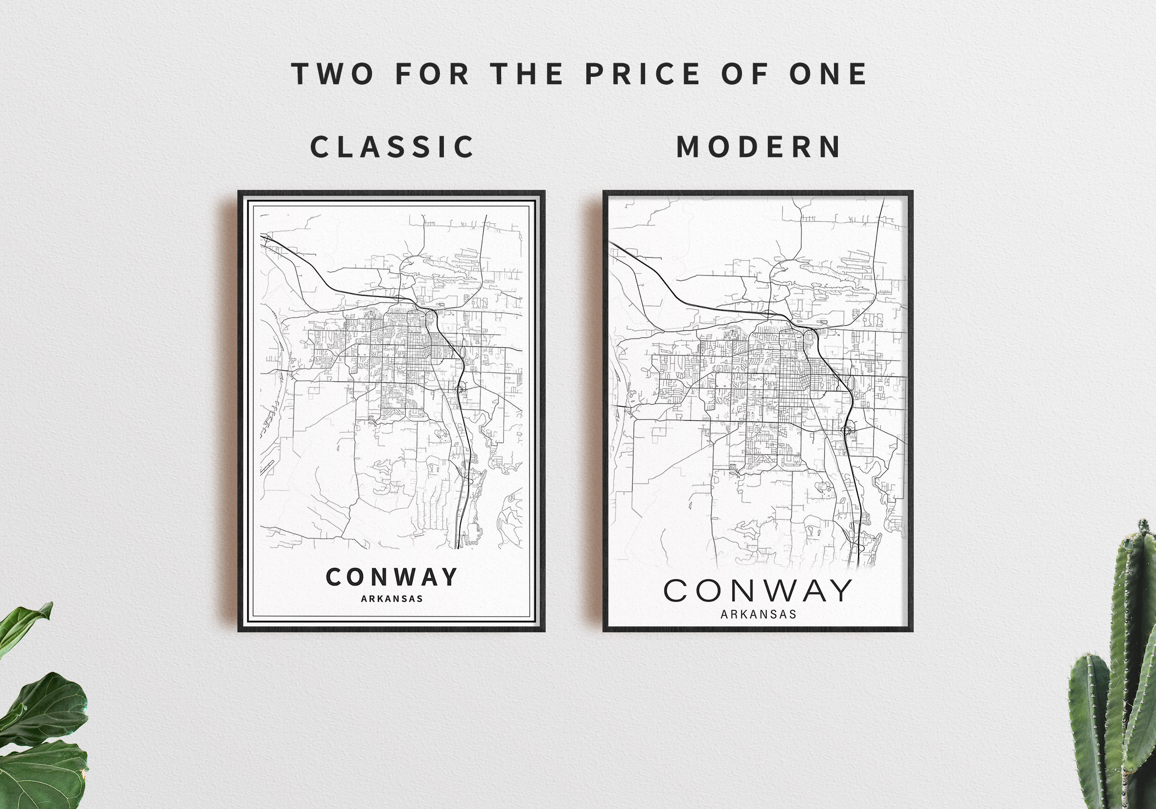 Printable Map of Conway AR Map Print Arkansas USA City Map - Etsy