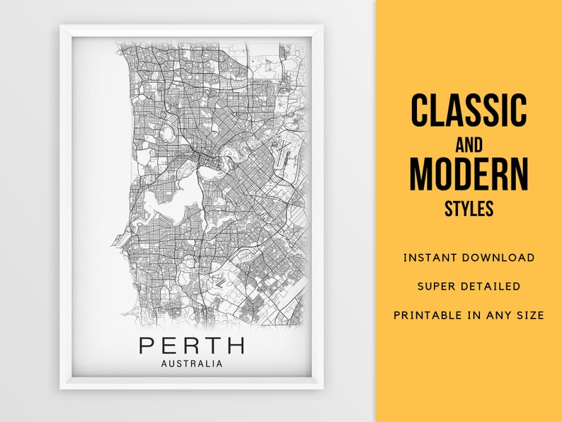 Printable Map of Perth Australia Instant Download City - Etsy
