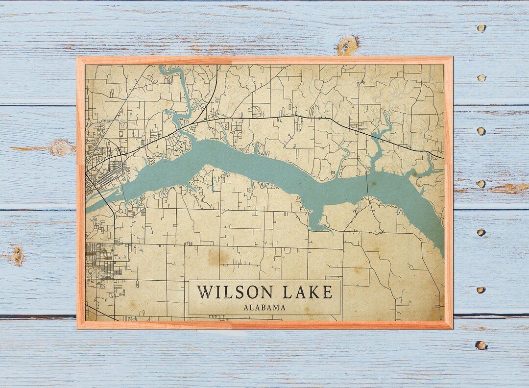 Vintage Style Map of Wilson Lake Alabama USA Instant - Etsy