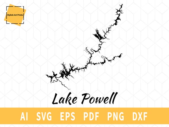 Lake Powell California Arizona Map Vector File Instant | Etsy