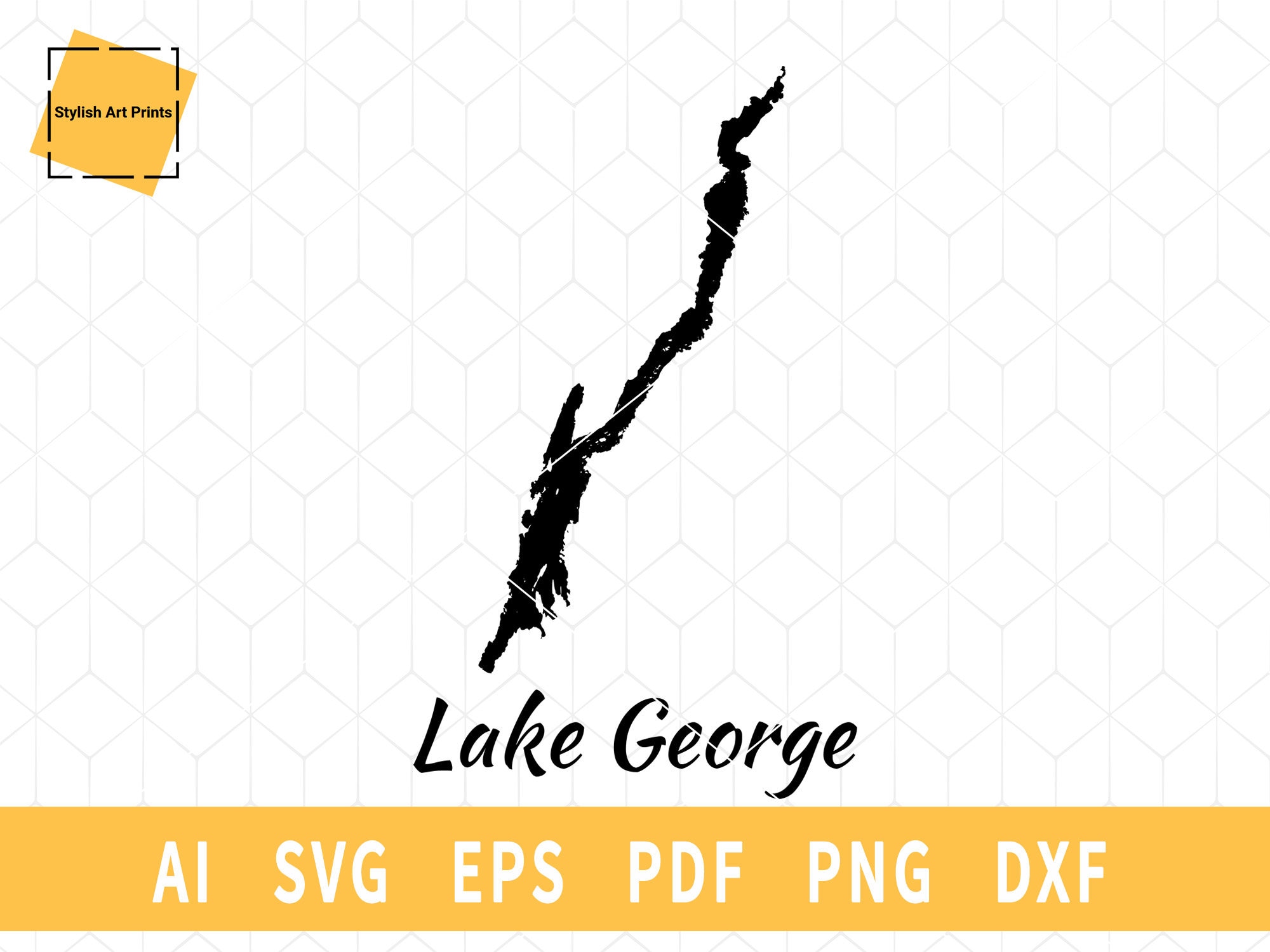 Lake George Map New York Map Vector File Instant Download - Etsy UK