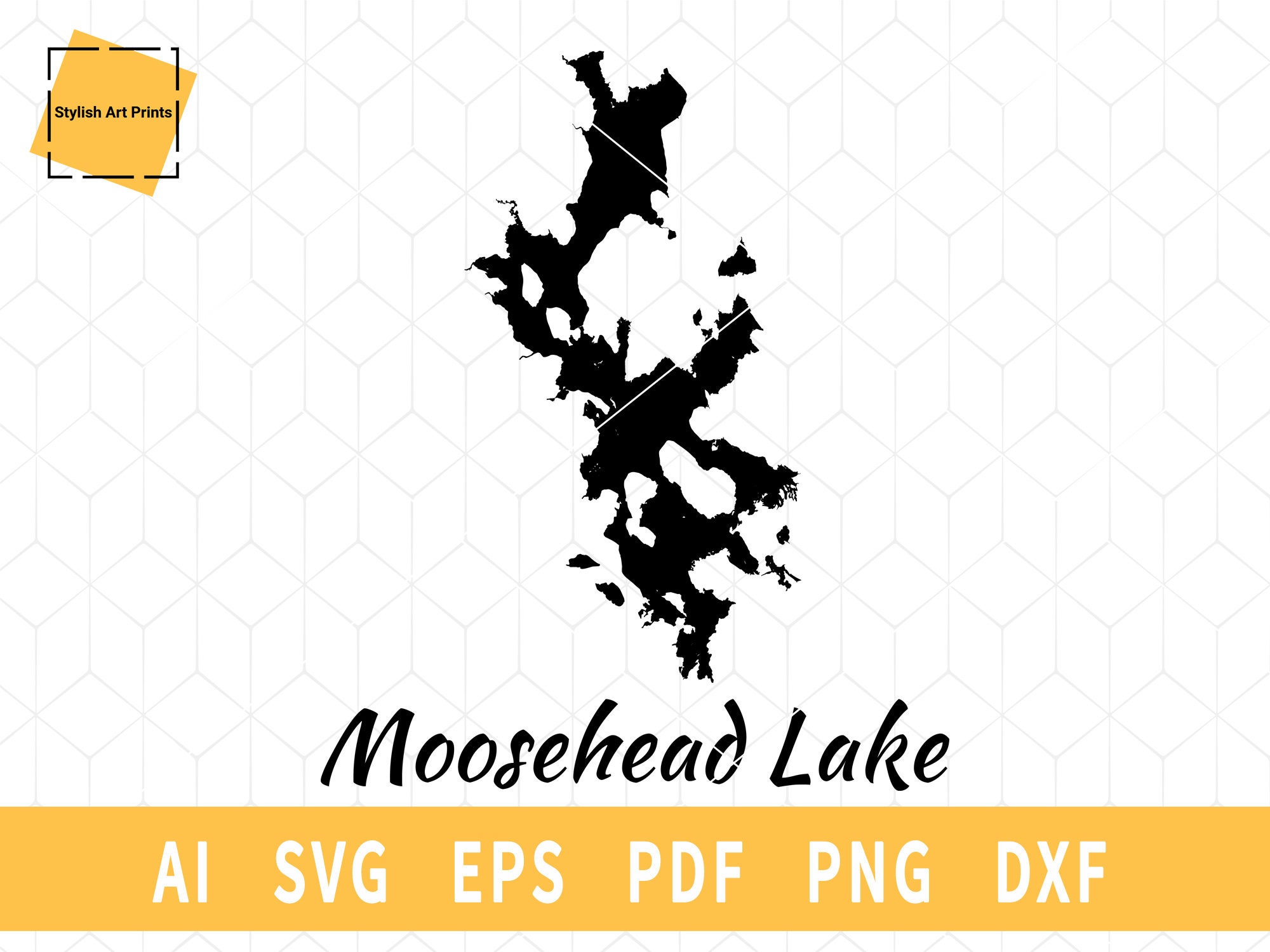 Moosehead Lake Maine Map SVG Map Vector File Instant - Etsy