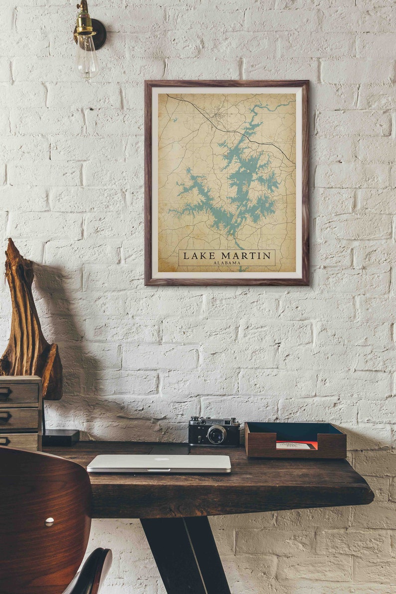 Vintage Style Map of Lake Martin Alabama USA Instant | Etsy