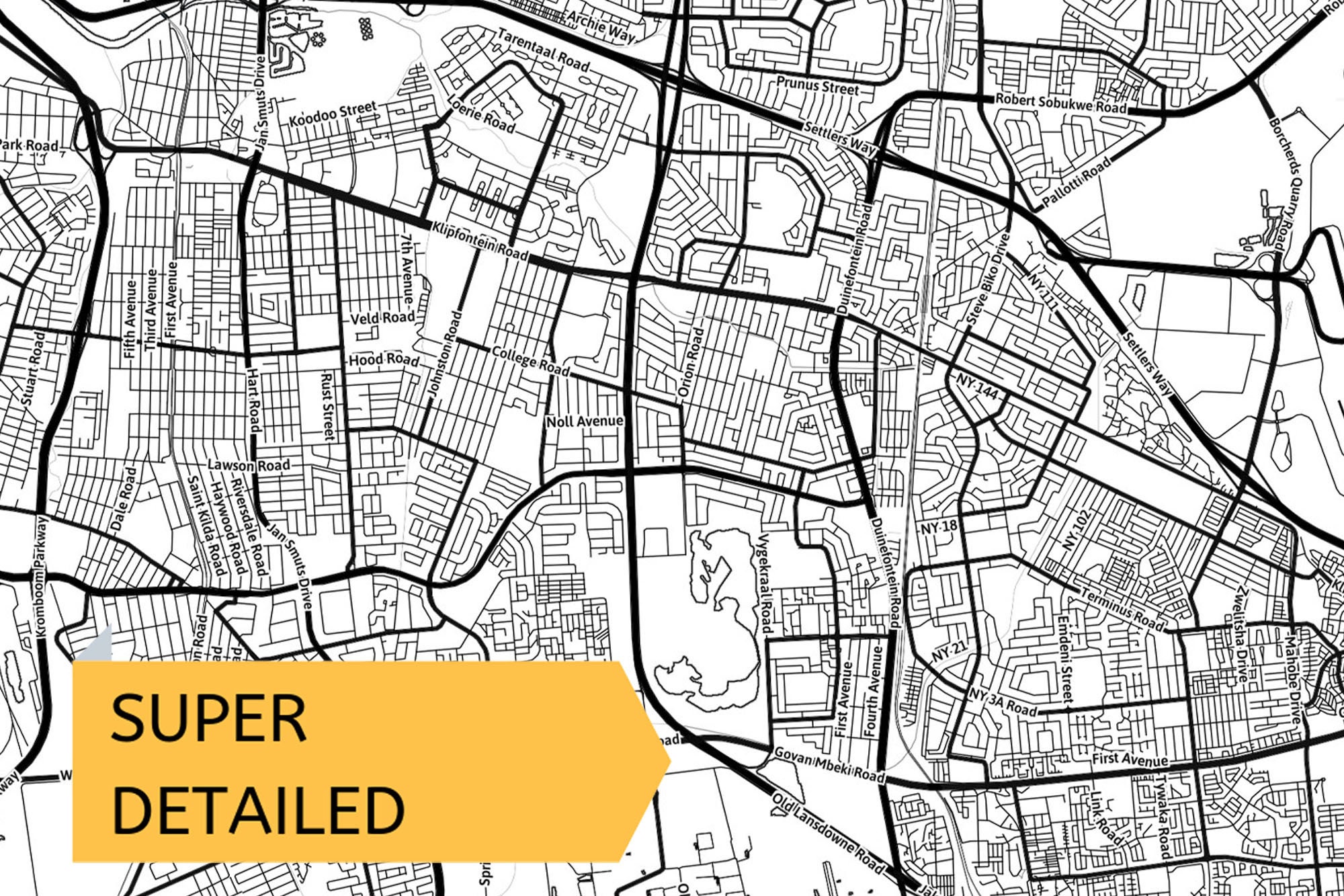 Printable Map of Cape Town South Africa with street names | Etsy