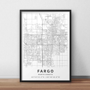 Printable Map of Fargo, North Dakota, USA With Street Names - Instant ...