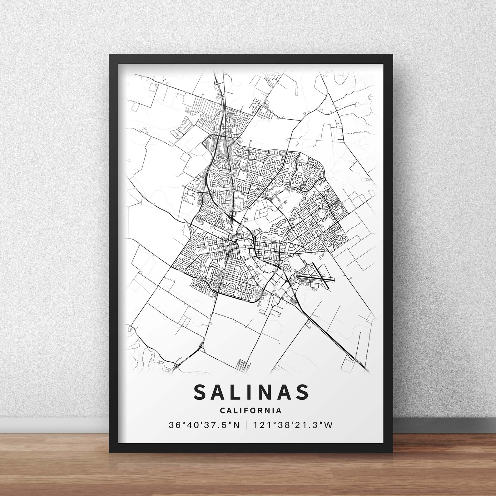 Printable Map of Salinas CA Greater Bay Area California USA - Etsy