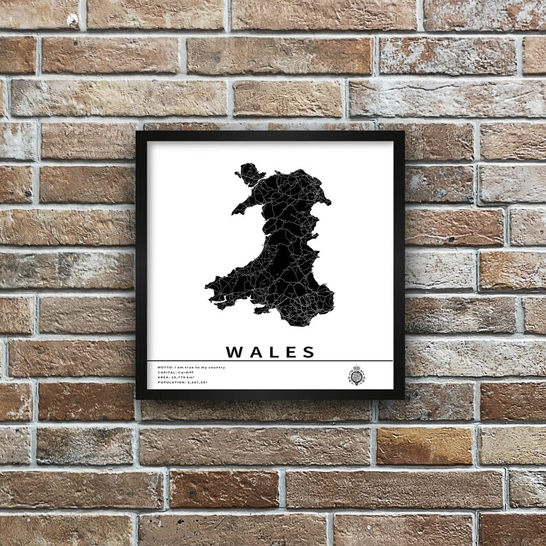 Printable Poster Map of Wales United Kingdom Instant - Etsy