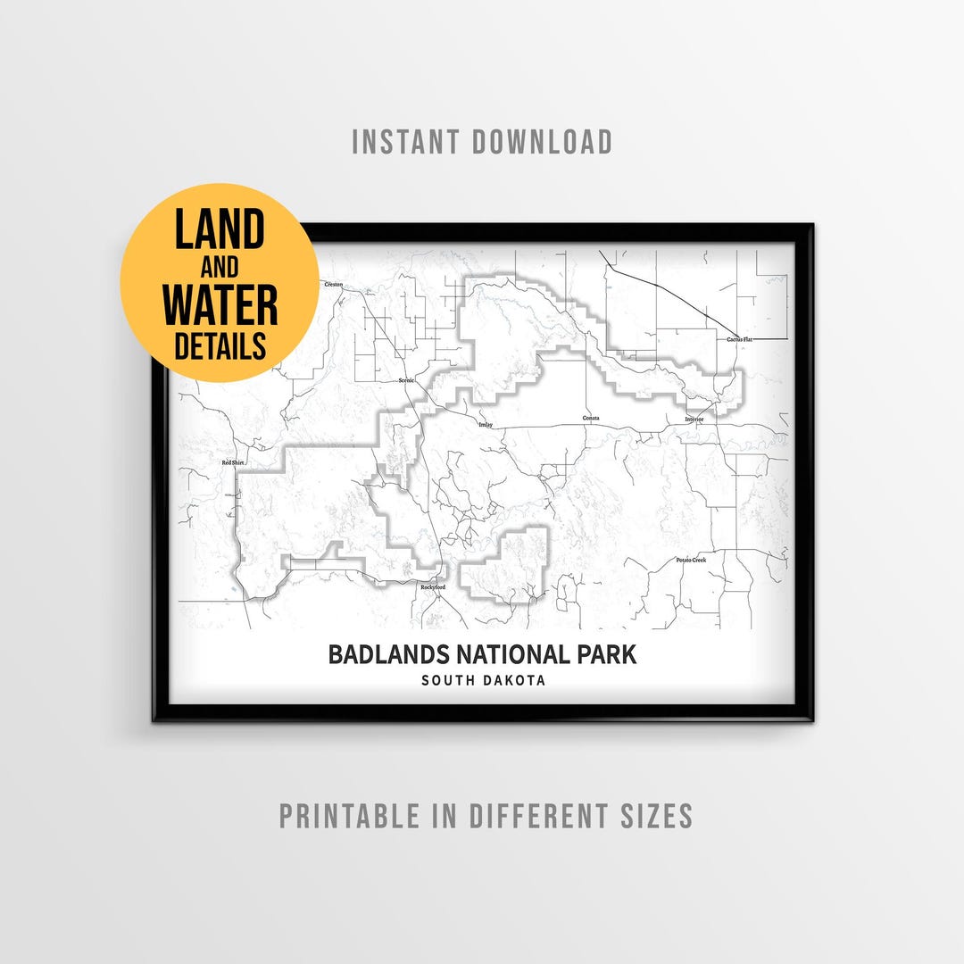 Badlands National Park Topographic Map Print, South Dakota Map Poster ...