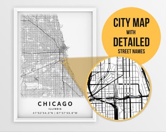 Chicago Map Print | Etsy