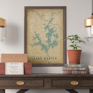 Vintage Style Map of Lake Martin Alabama USA Instant | Etsy