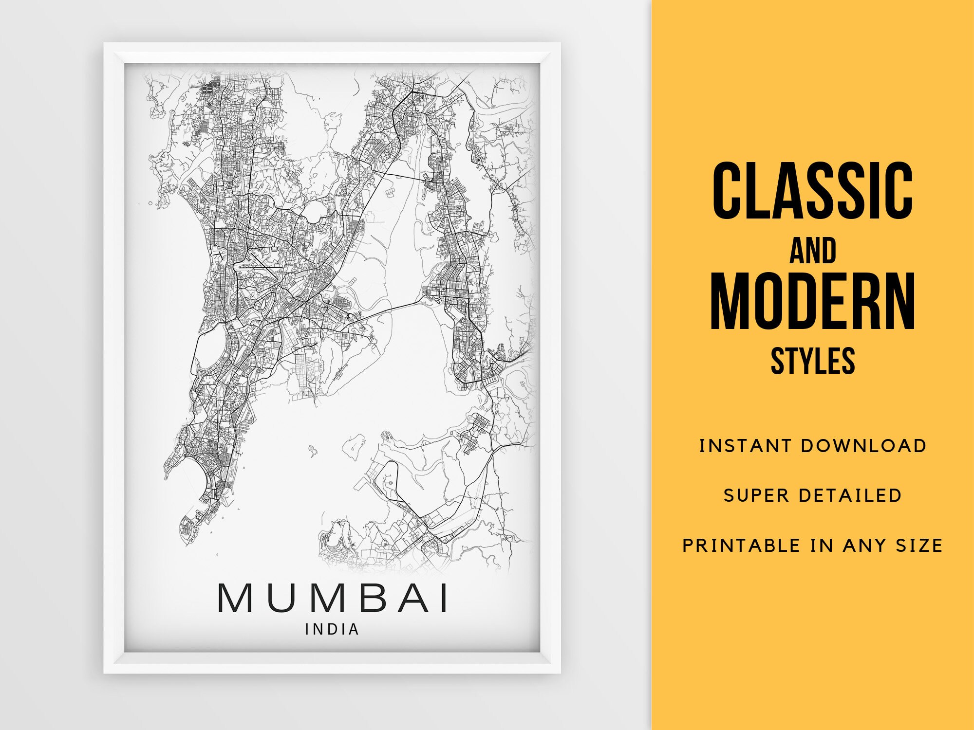 Printable Map of Mumbai India Instant Download City Map - Etsy