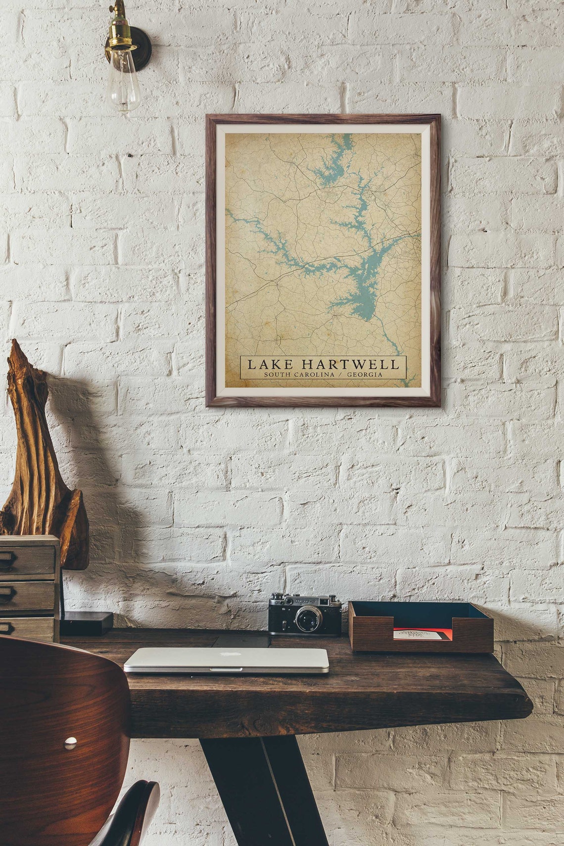 Vintage Style Map of Lake Hartwell Georgia and South Carolina | Etsy